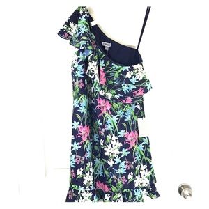 Chlesea 28 | Dresses | Chelsea 28 Navy Blue Floral One Shoulder Dress ...